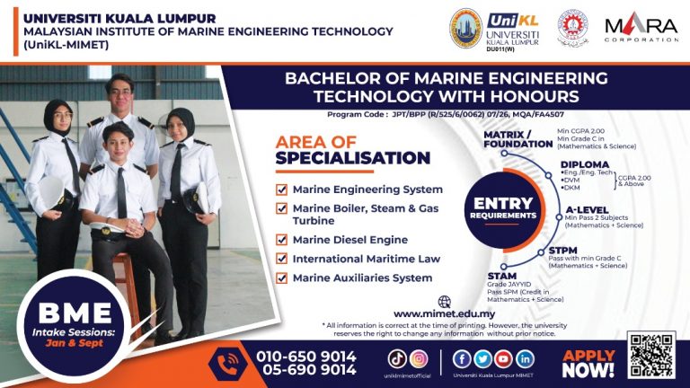 Bachelor of Marine Engineering Technology with HonoursUniKL MIMET-